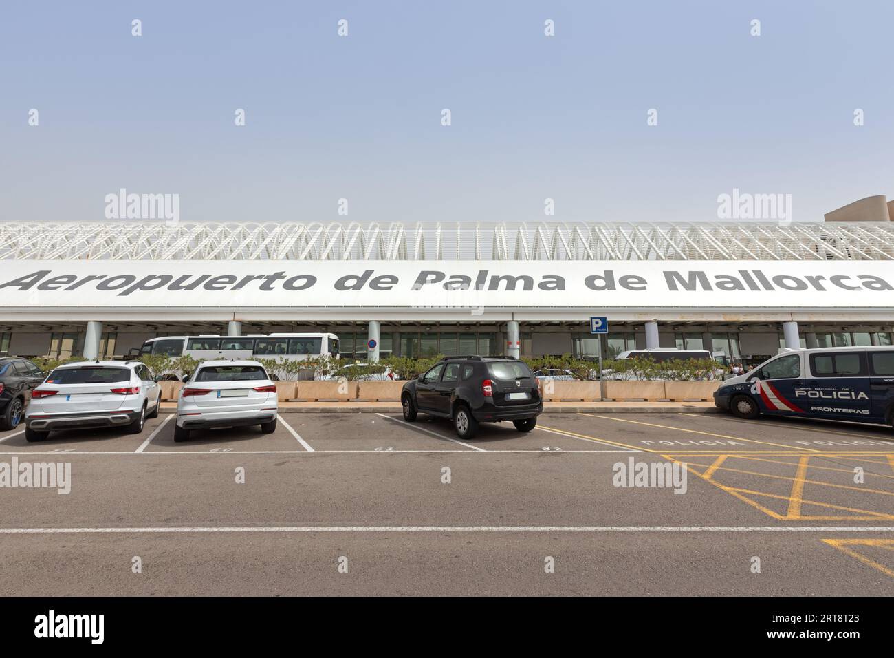 Main building of the Palma de Mallorca airport with the text ''Airport ...