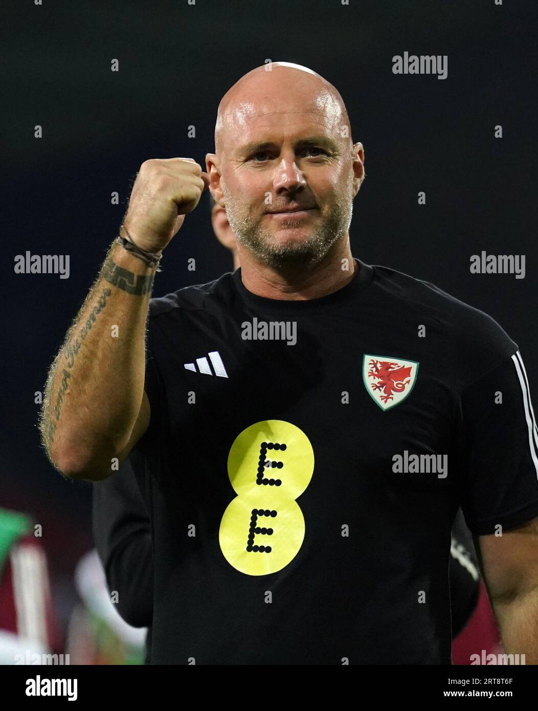 Wales manager Rob Page celebrates at the final whistle during the UEFA ...