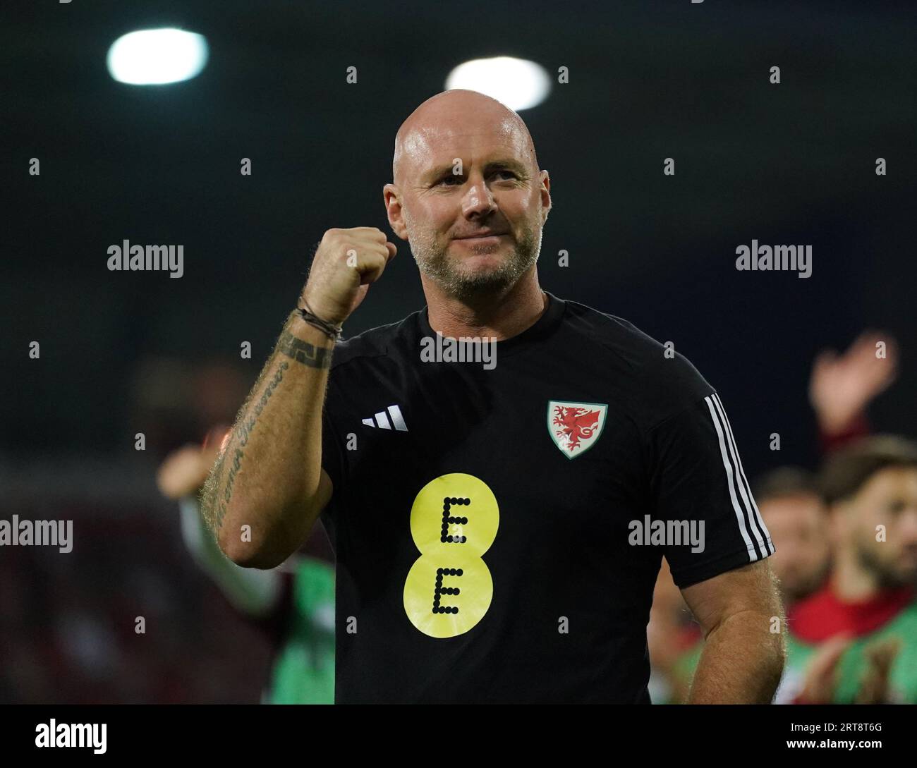 Wales manager Rob Page celebrates at the final whistle during the UEFA ...