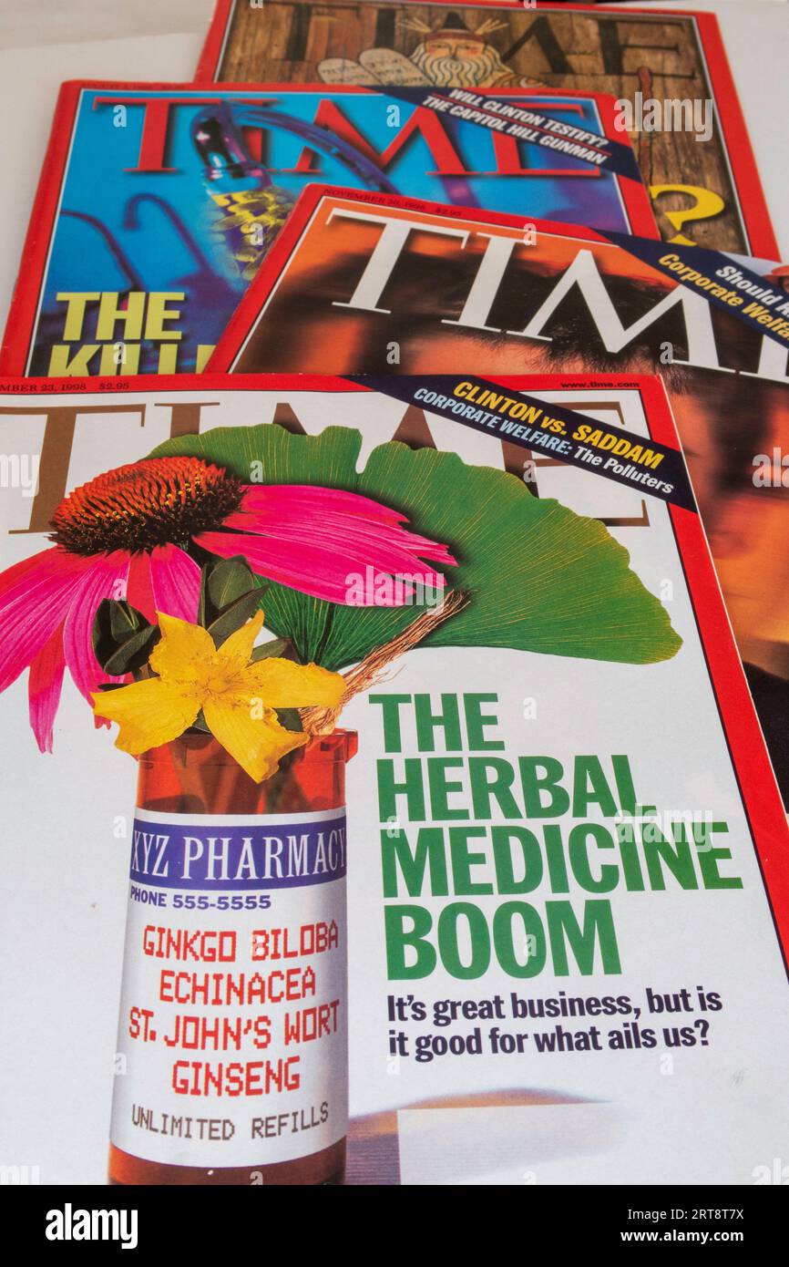 A still life of 1998 "Time" magazines, USA Stock Photo - Alamy