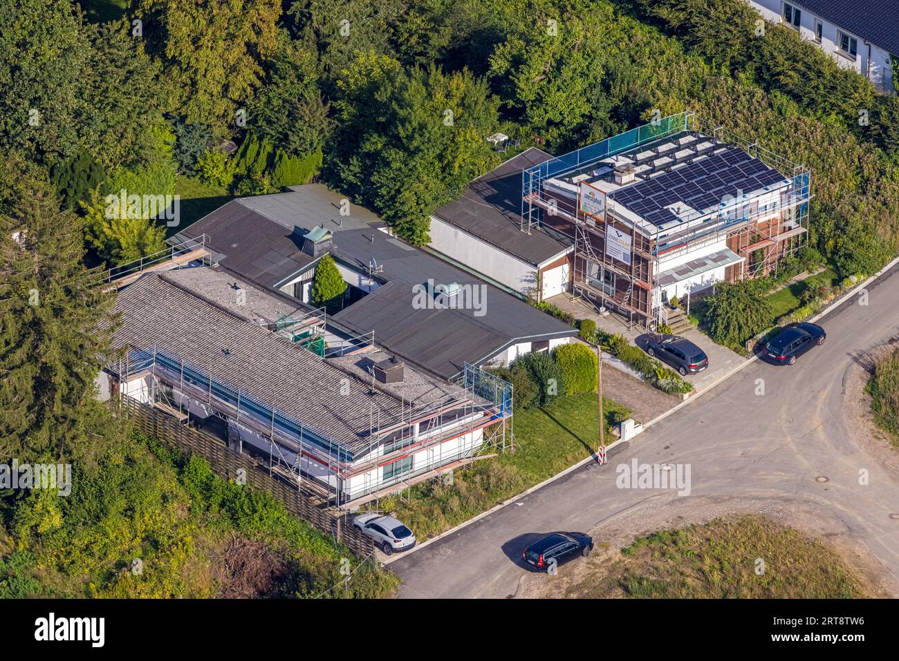 Aerial view, construction site with new building at Gehrstraße, housing ...