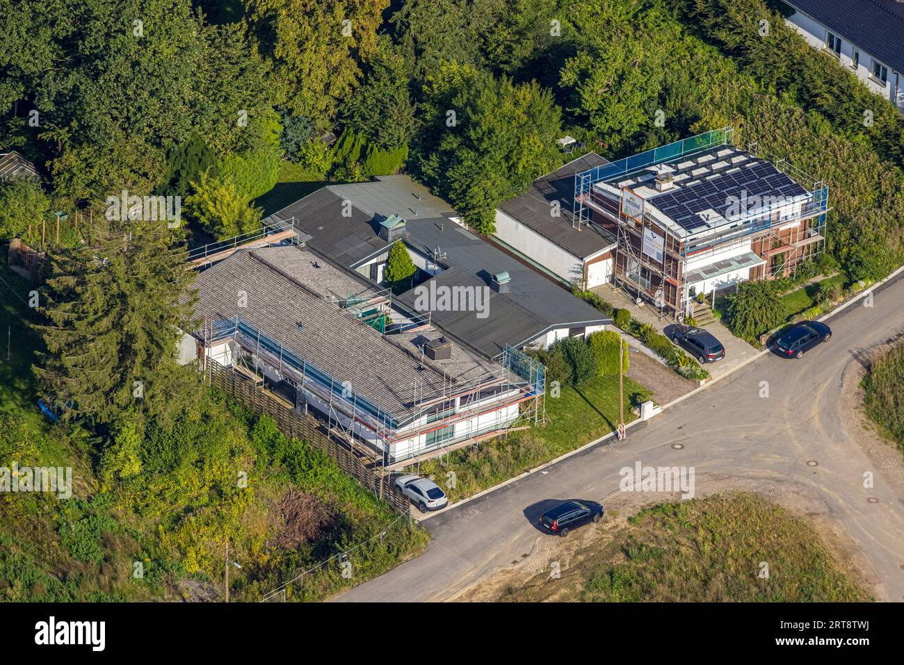Aerial view, construction site with new building at Gehrstraße, housing ...