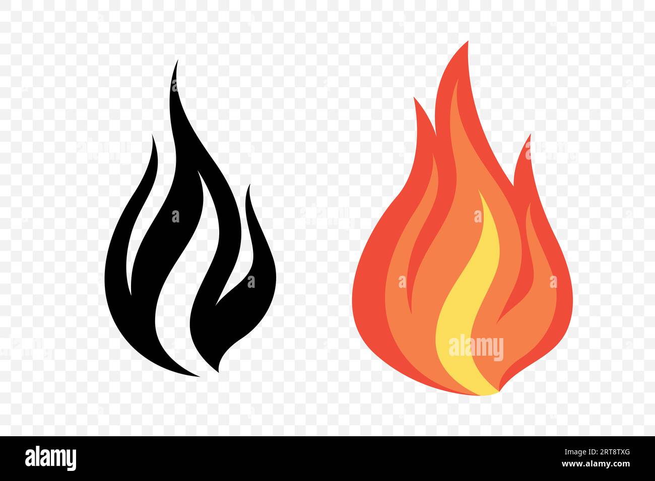 Flat Vector Fire Flame Icon Set. Campfire Shape Sign, Isolated. Bonfire ...