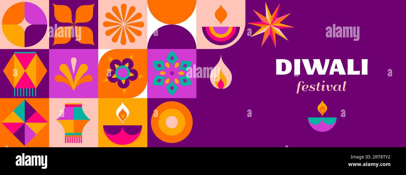 Happy Diwali, festival of light. Modern geometric minimalist design ...