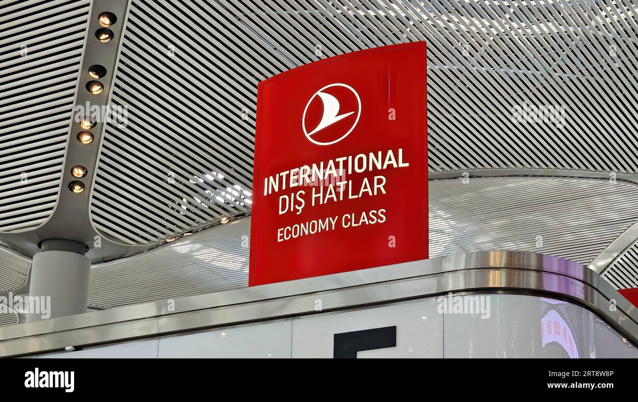 Istanbul, Turkey - 27 June 2023: Turkish Airlines signage showing ...