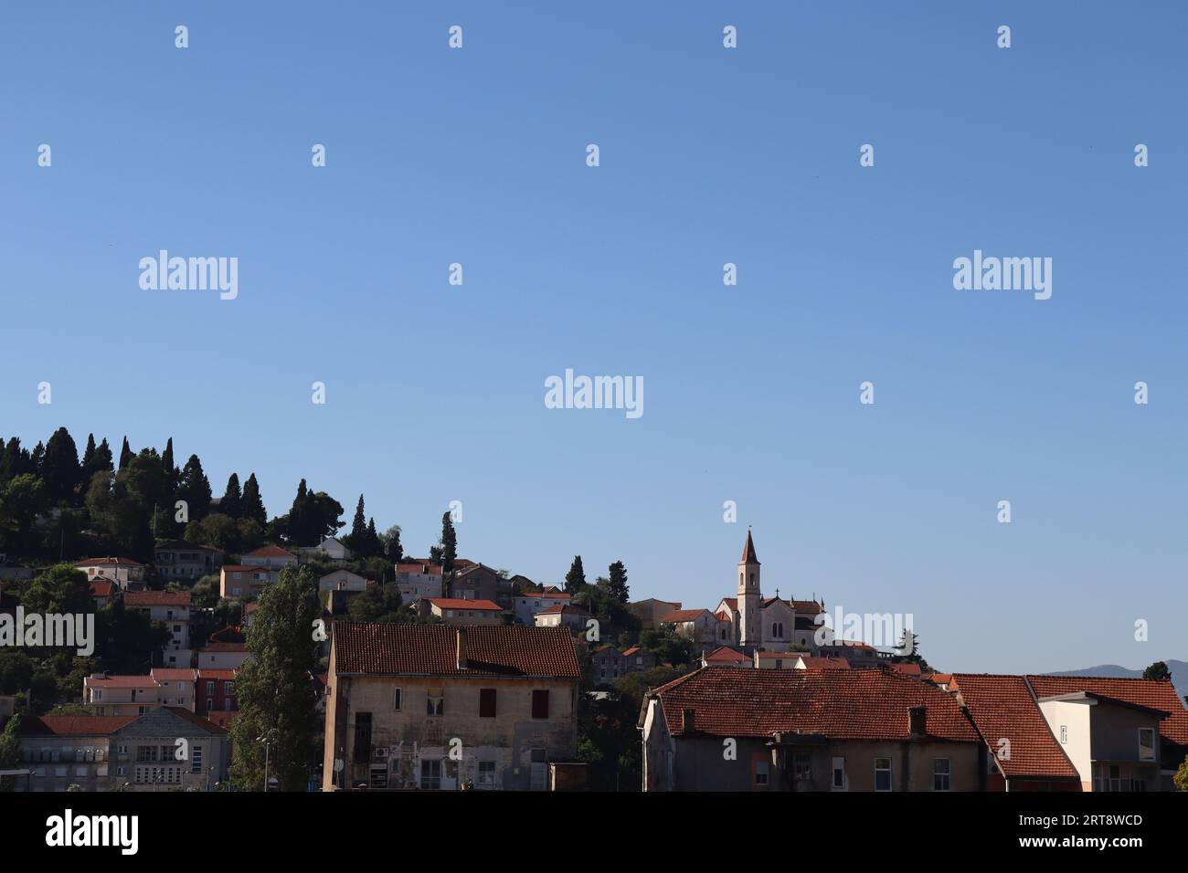 Paris church of St. Ilija, town streets, river Neretva in Metkovic ...