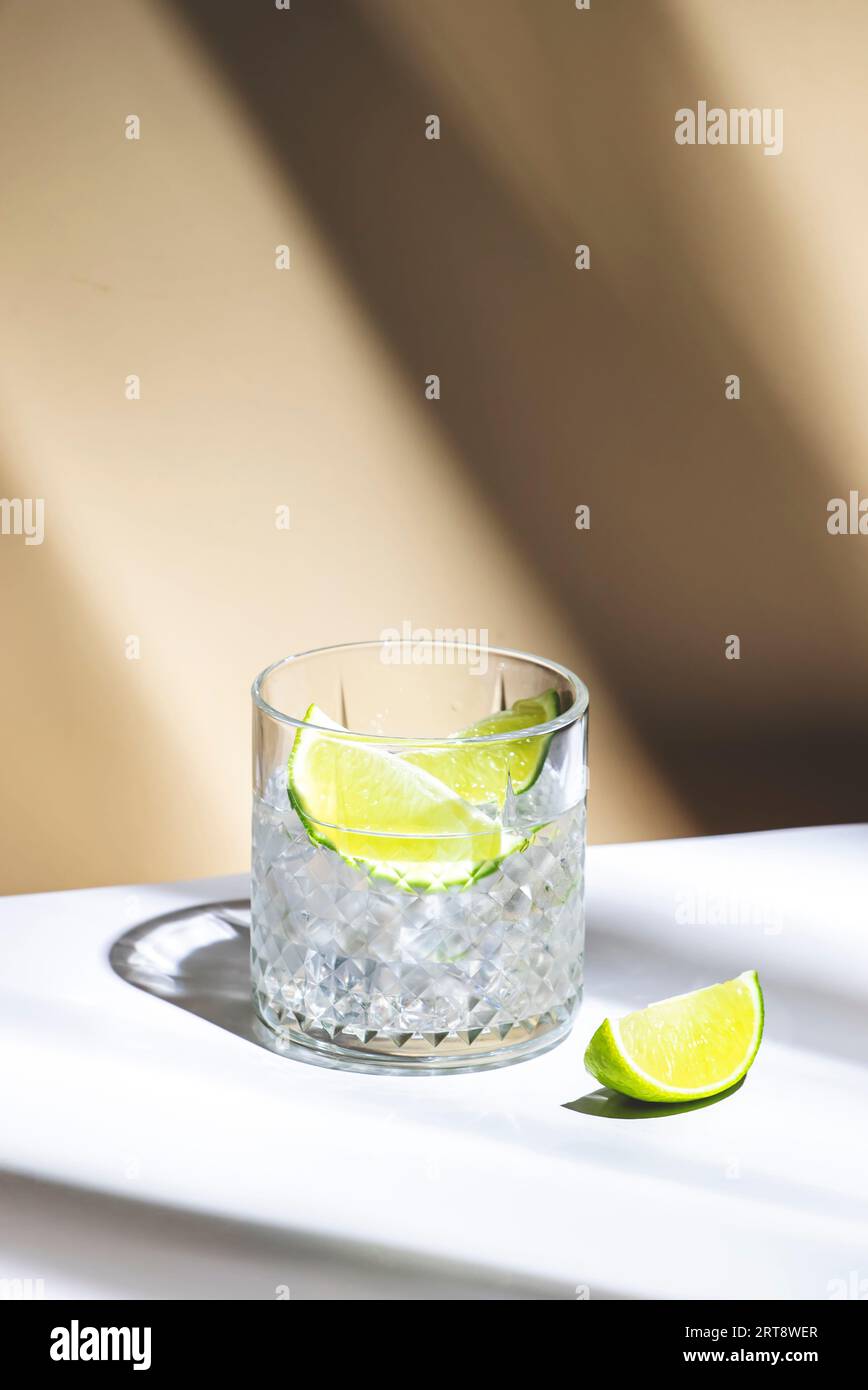 Ti punch cocktail drink with white rum agricole, sugar syrup and lime ...