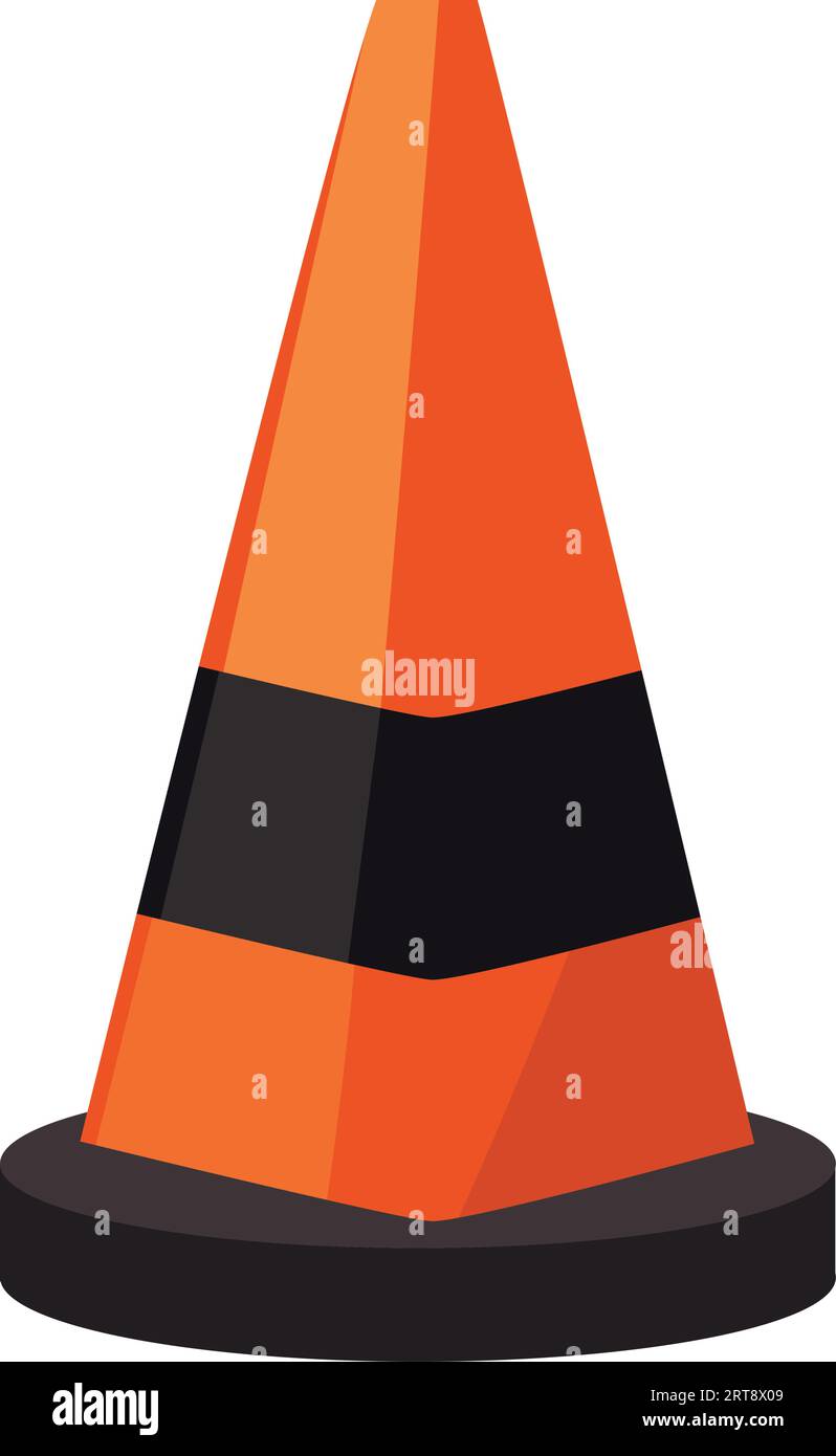 Construction site danger orange cone, warning sign Stock Vector Image ...