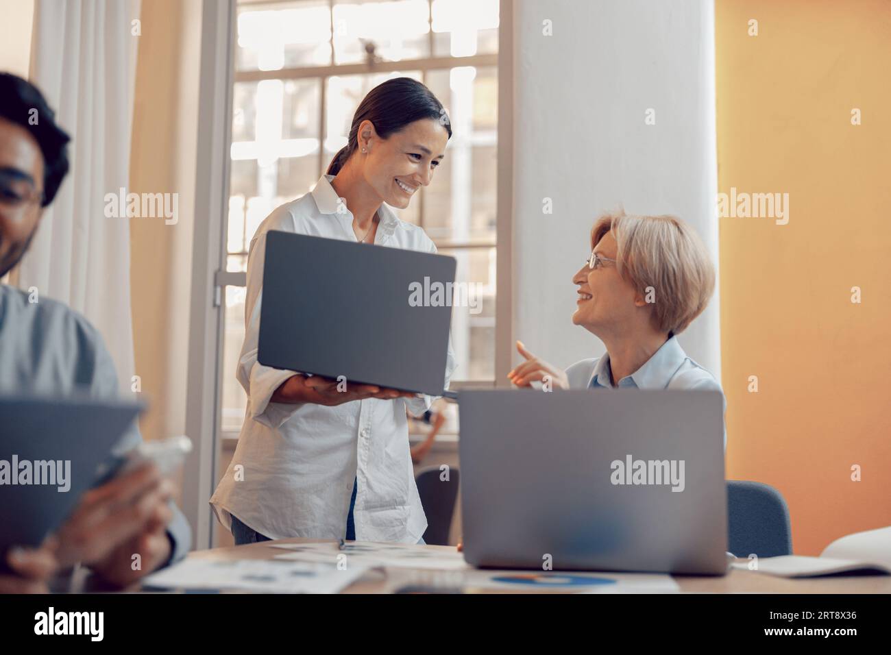 Group of professional business managers working with documents in ...
