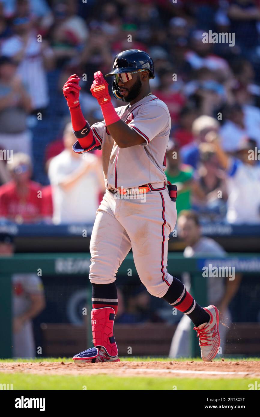 Atlanta Braves' Michael Harris II reacts during the first baseball game ...