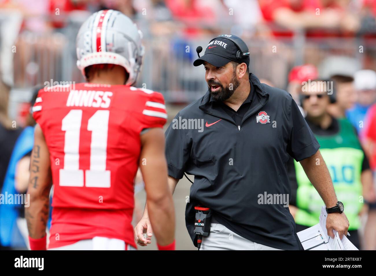 Ohio State head coach Ryan Day watches his team play against Youngstown ...