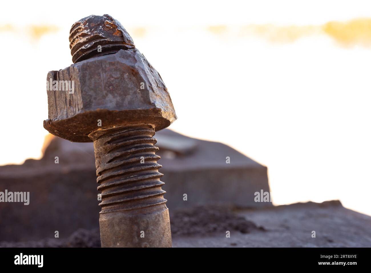 Bent and Damaged Bolt on Ruins of Ore Terminal in Big Bend Stock Photo ...