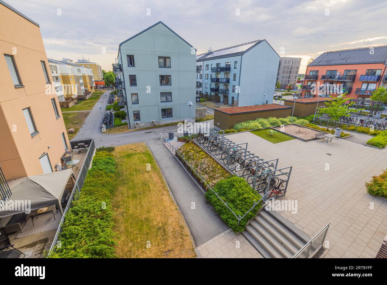 Beautiful view of architecture of modern residential buildings with ...