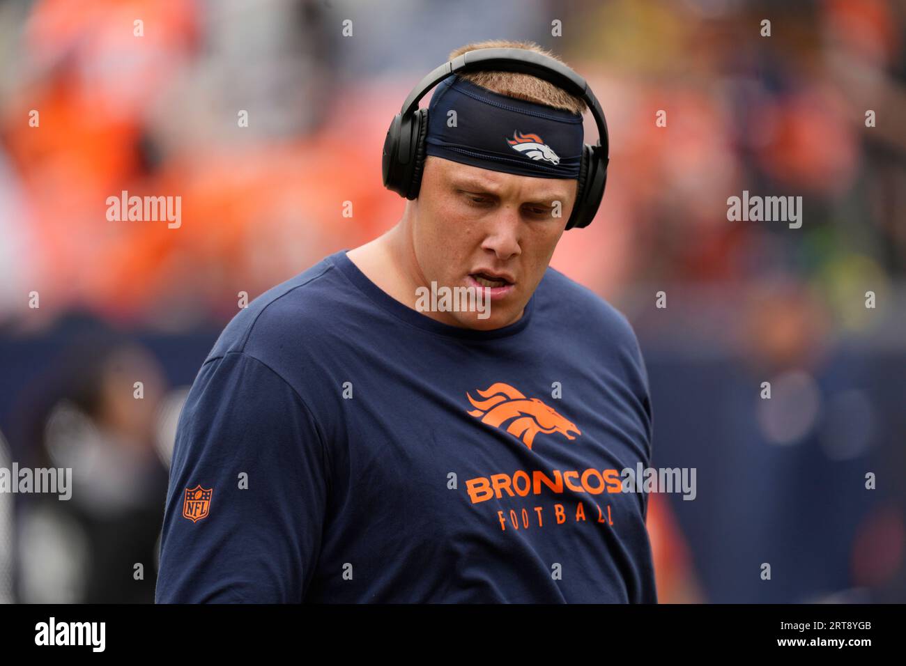 Denver Broncos offensive tackle Garett Bolles (72) warms up before the ...