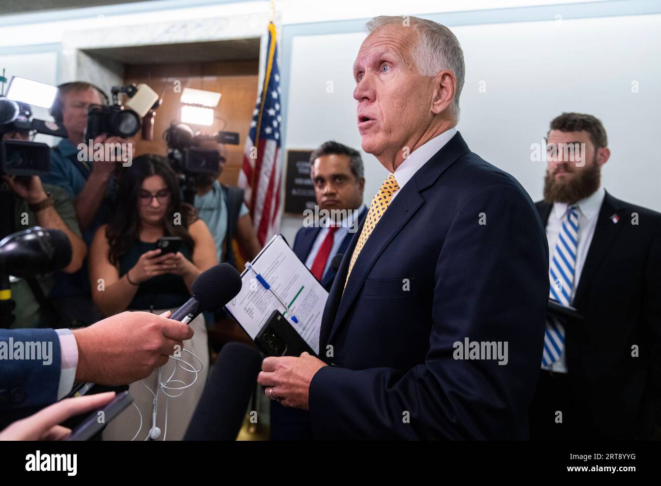 UNITED STATES - SEPTEMBER 6: Sen. Thom Tillis, R-N.C., talks with ...