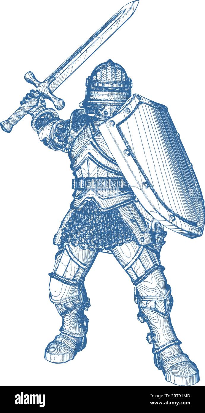 Gothic Fighting Knight Vector. Illustration Isolated On White ...