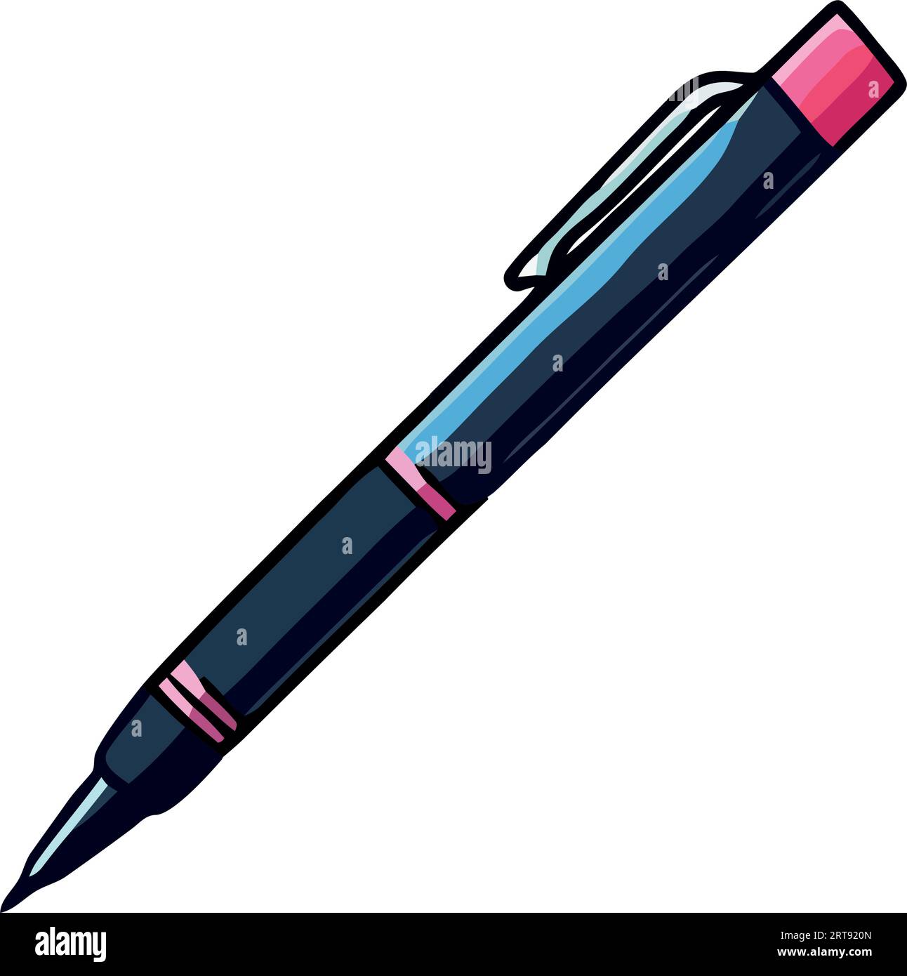 Blue ballpoint pen creates signature on document Stock Vector Image ...
