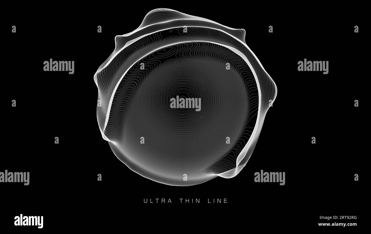 Ultra thin line fluid geometry. Dynamic vector distorted spheres Stock ...