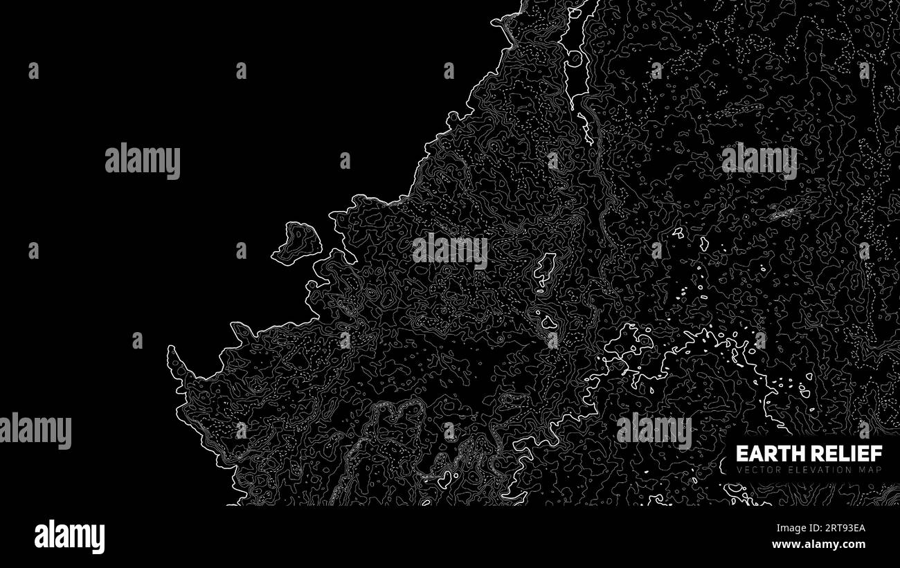 Vector abstract earth relief map. Generated conceptual elevation map ...