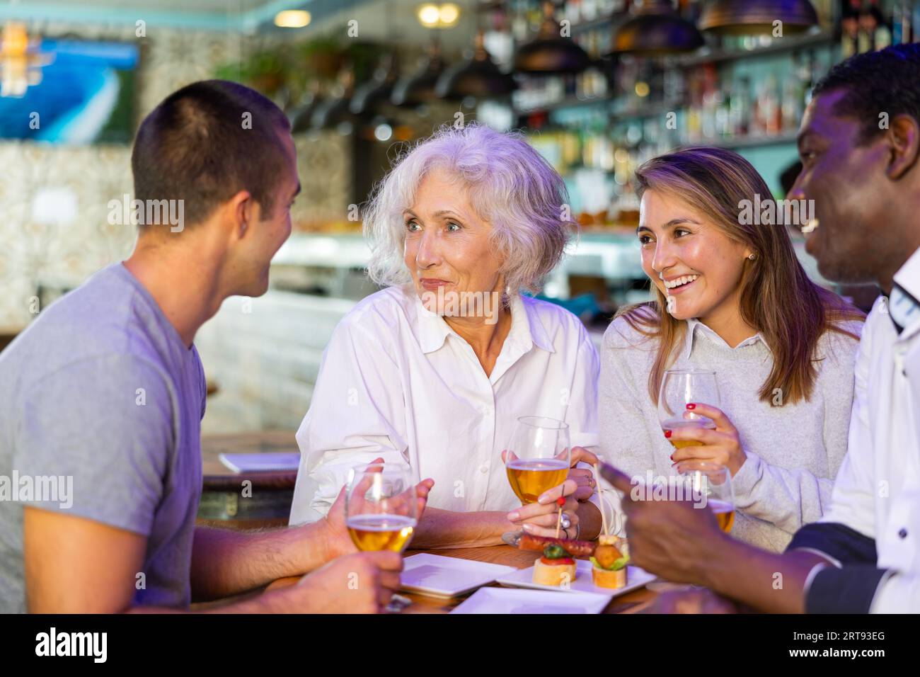Joyous male female talking hi-res stock photography and images - Alamy