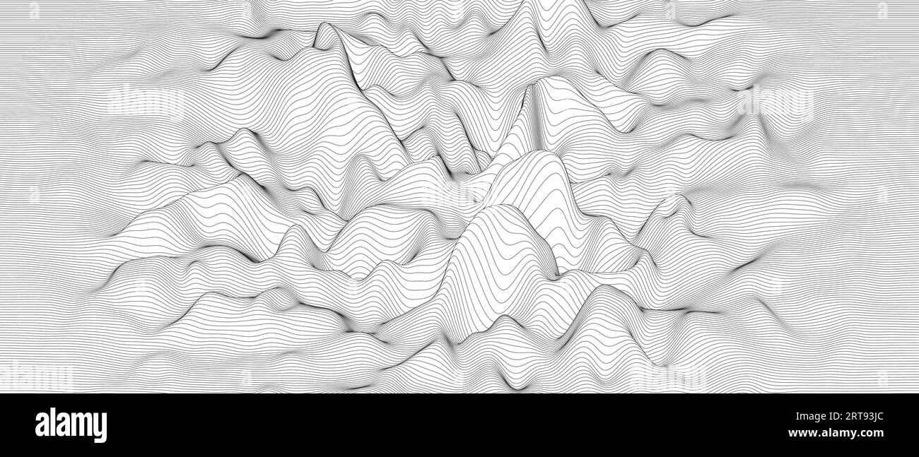 Monochrome sound line waves abstract background . Distorted line shapes ...