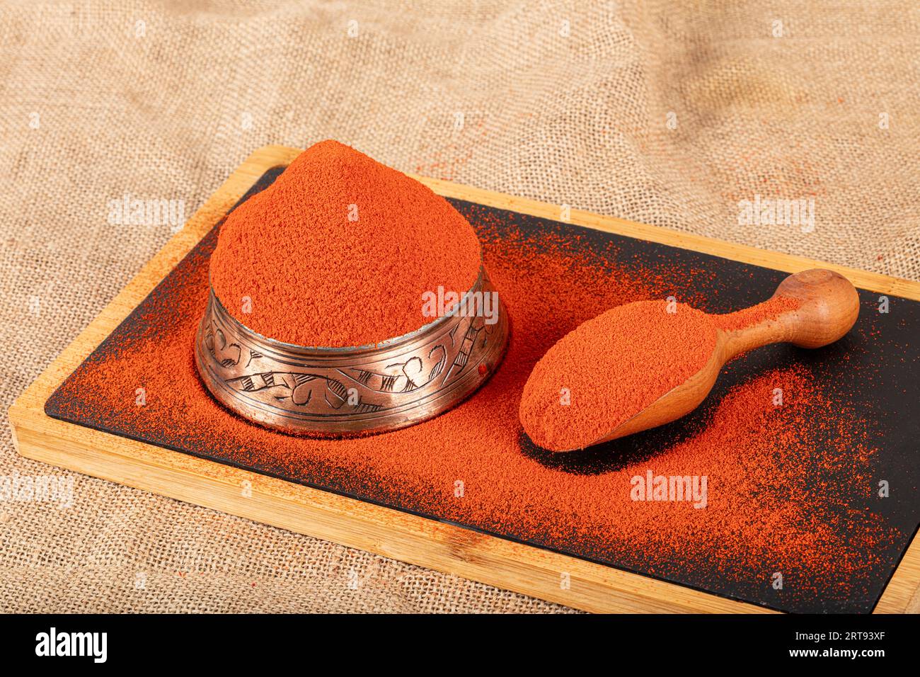 Red hot pepper powder. Red pepper powder all over the screen. Cayenne pepper. Paprika powder ...