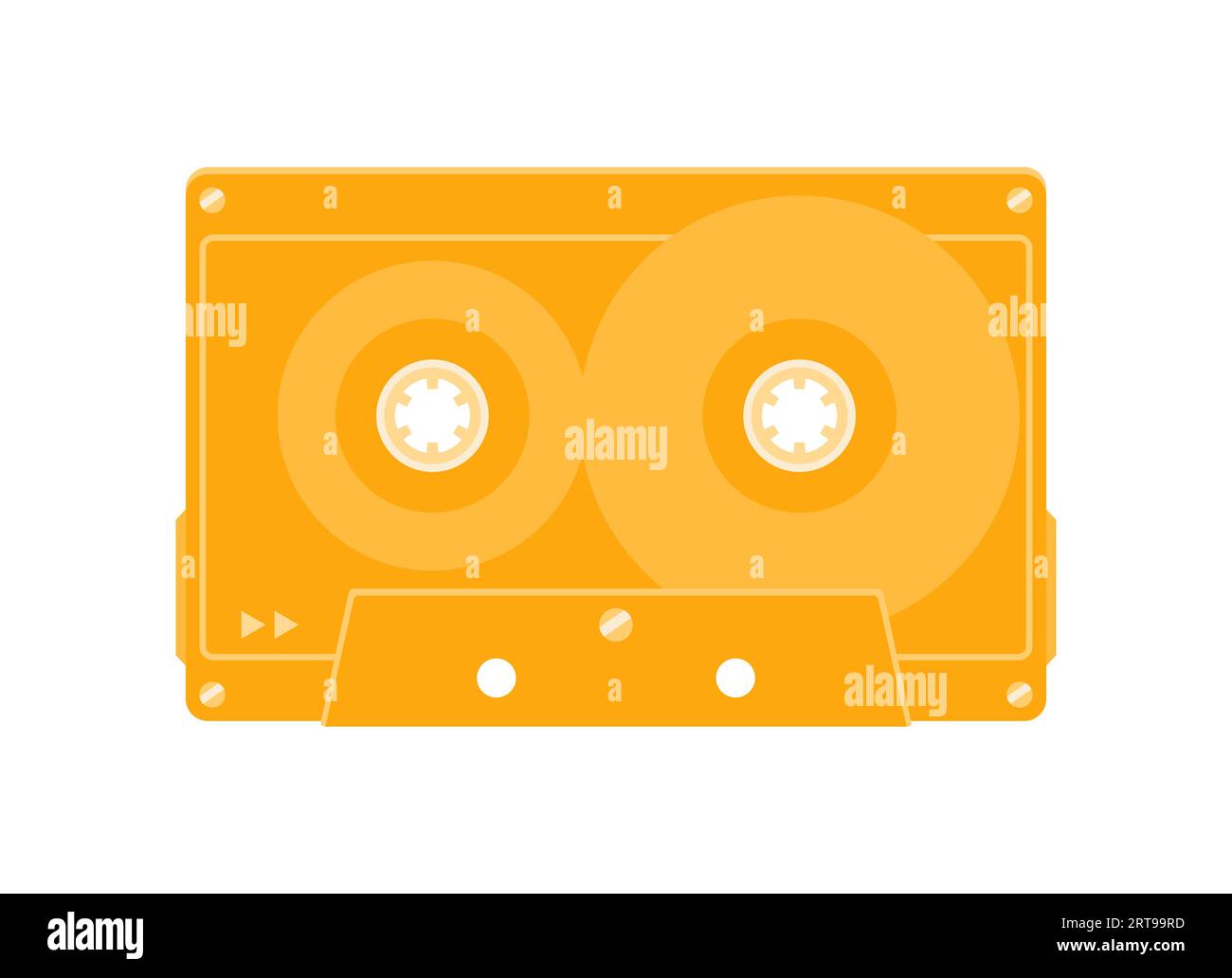 Plastic orange retro audio tape isolated on white background. Flat ...