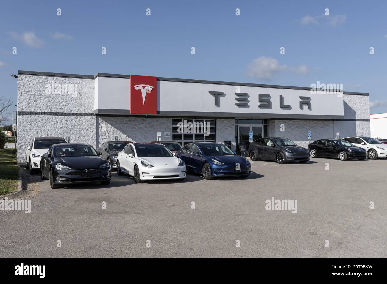 Indianapolis - September 3, 2023: Tesla EV electric vehicles on display ...