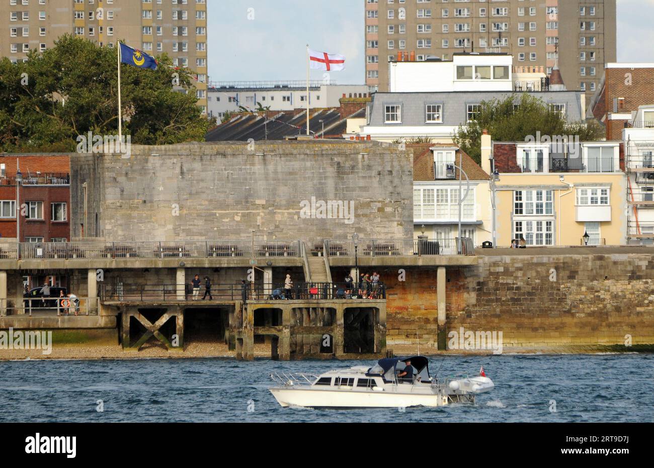 THE SQUARE TOWER AND SALLYPORT, PORTSMOUTH FROM THE SEA WALL AT HASLAR ...