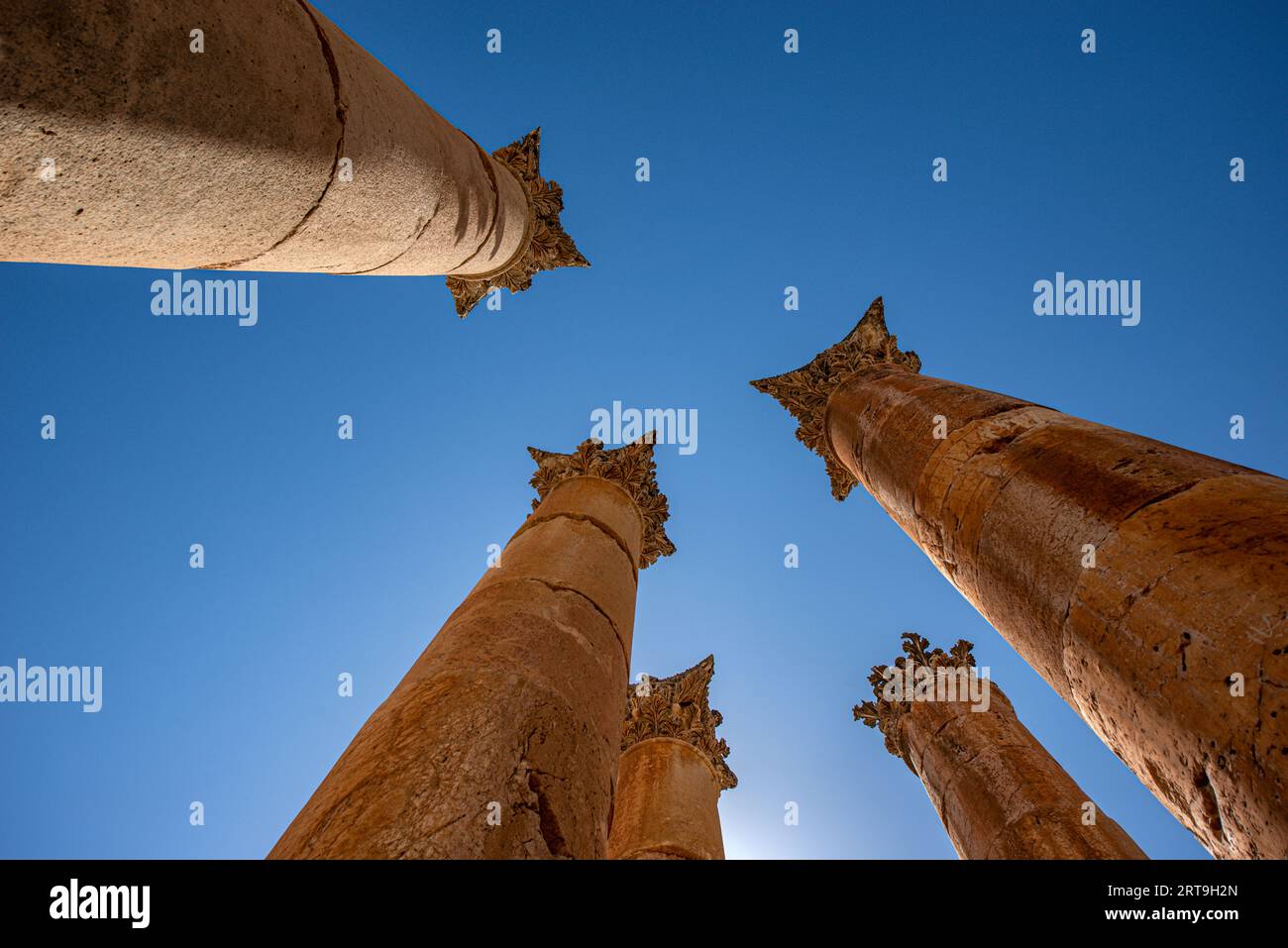 Columns of Temple of Artemis, Jerash archaeological site, Jordan Stock ...