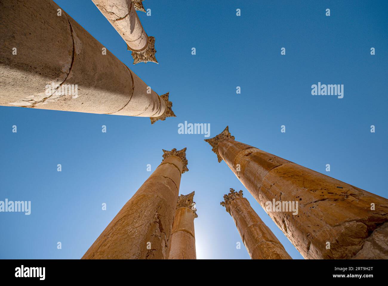 Columns of Temple of Artemis, Jerash archaeological site, Jordan Stock ...