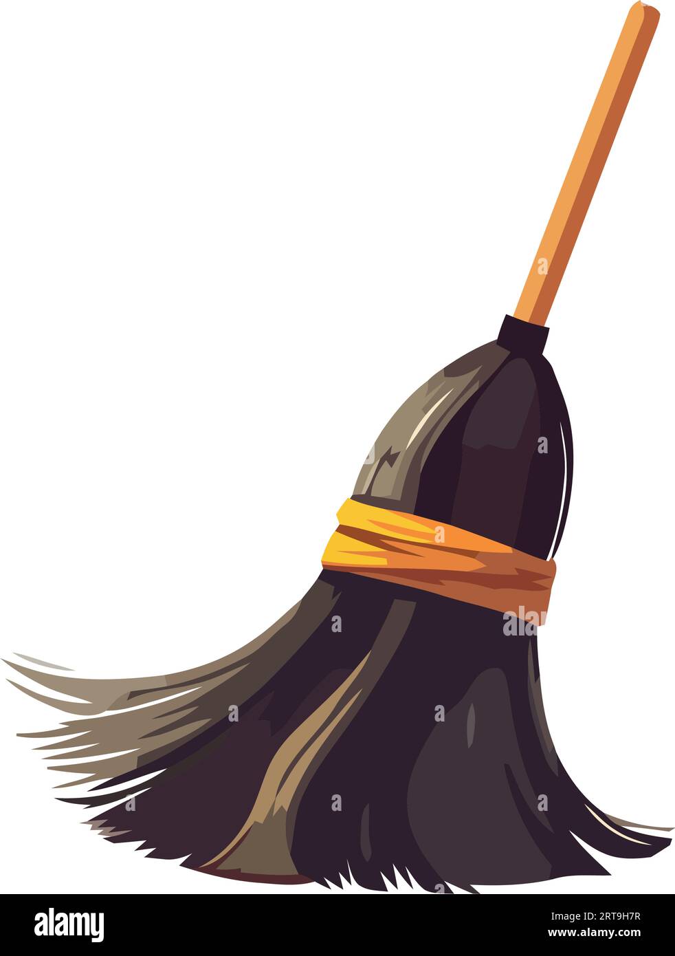 Witch sweeping with broom on white background Stock Vector Image & Art ...