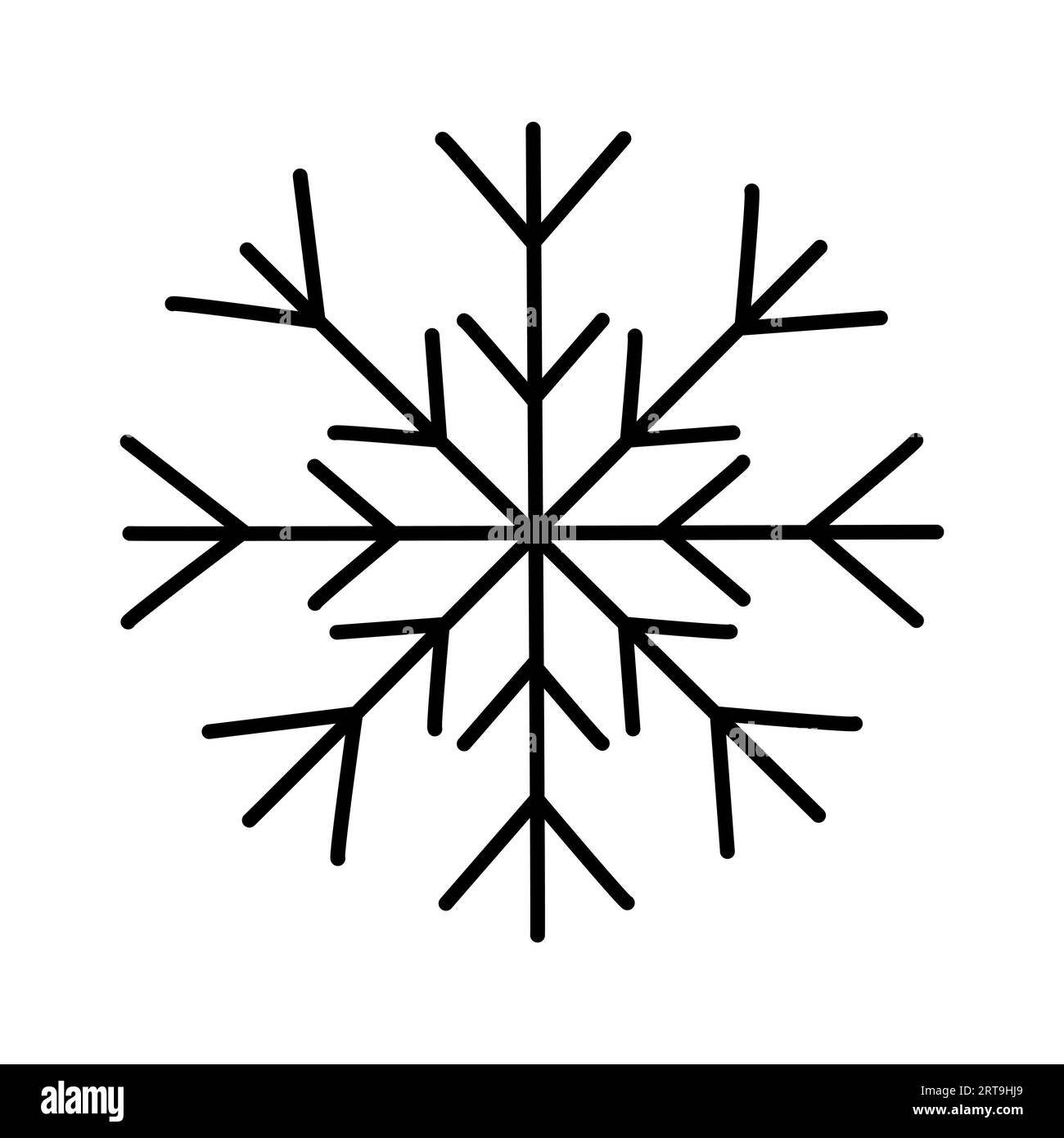 Beautiful snowflake, doodle style flat vector outline illustration ...