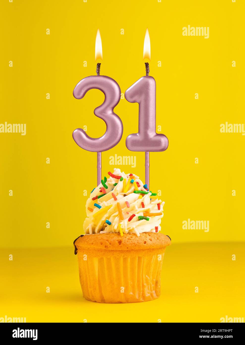 Birthday candle number 31 - Invitation card with yellow background ...