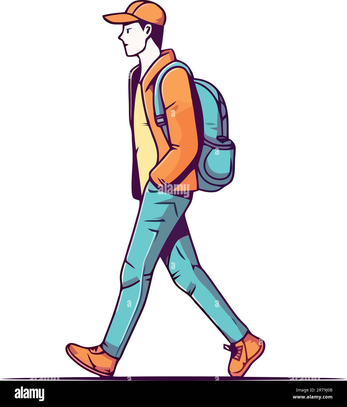 One person walking with backpack, symbolizing adventure Stock Vector ...