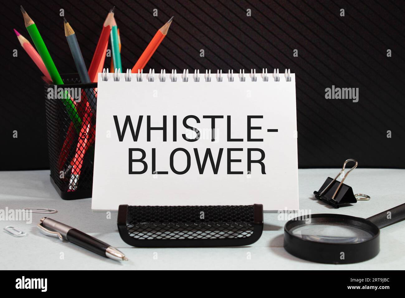 Whistle Blower - Woman holding chalkboard with text Stock Photo - Alamy