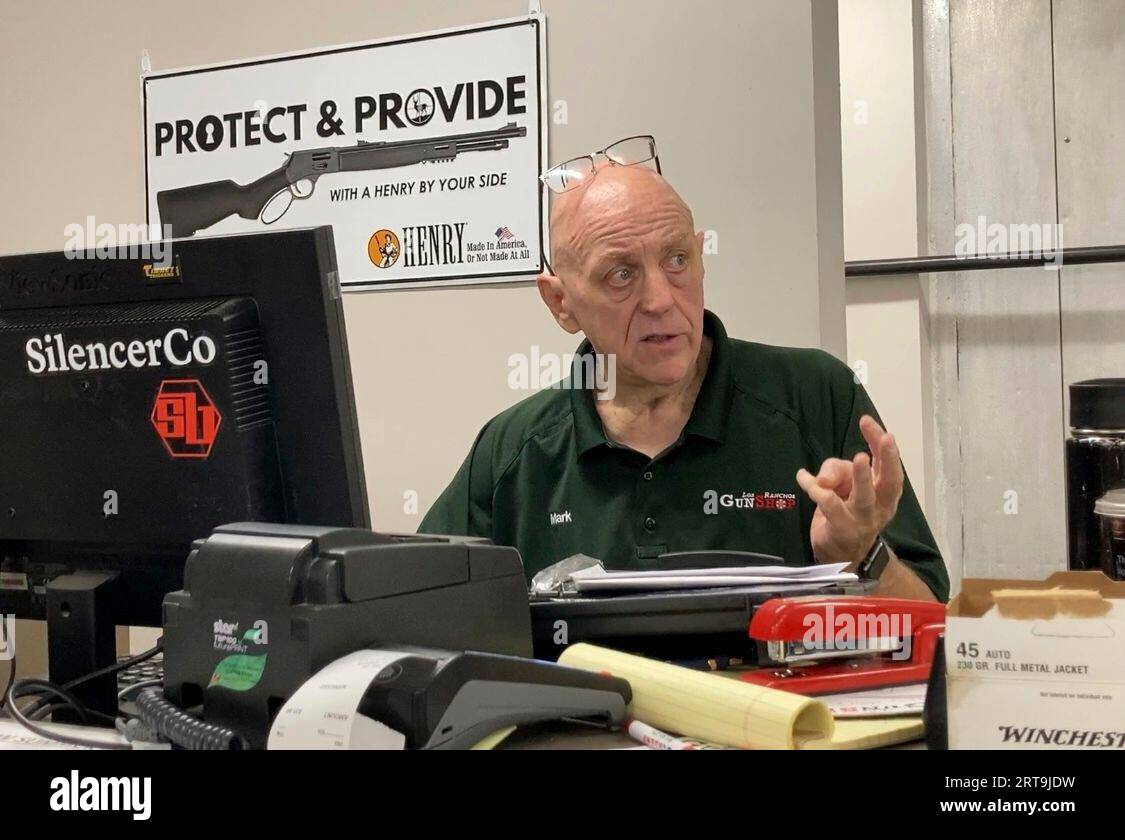 Mark Abramson, owner of Los Ranchos Gun Shop, on the edge of ...