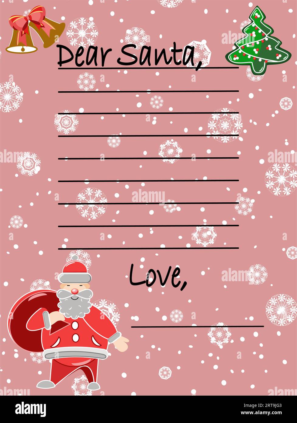 Letter for Santa Claus template with snowflakes vector illustration ...