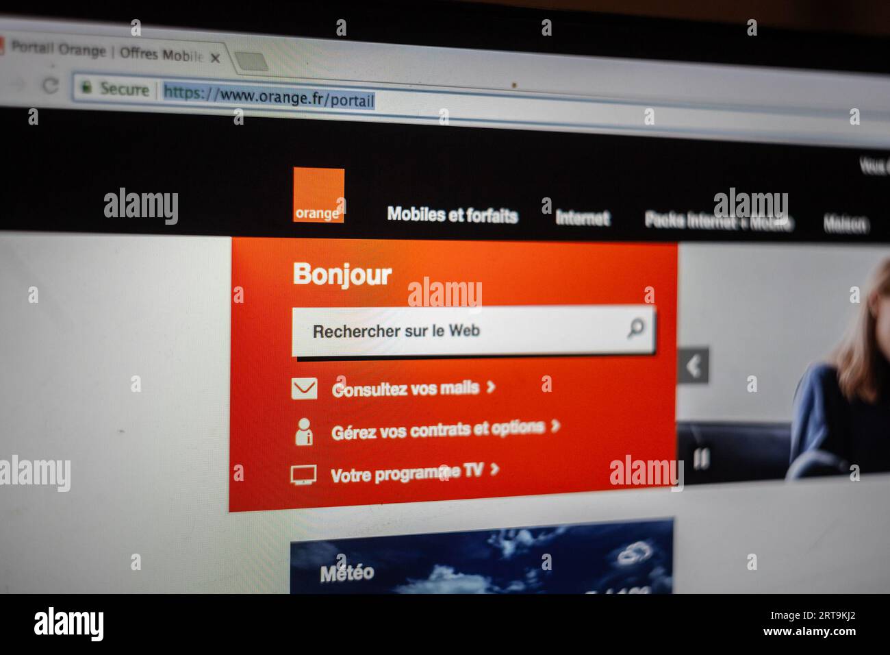 Picture of the logo of Orange Telecommunication on their email service ...