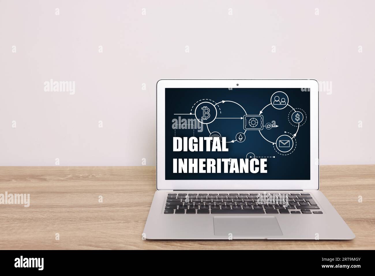 Laptop with text Digital Inheritance and scheme with many different ...