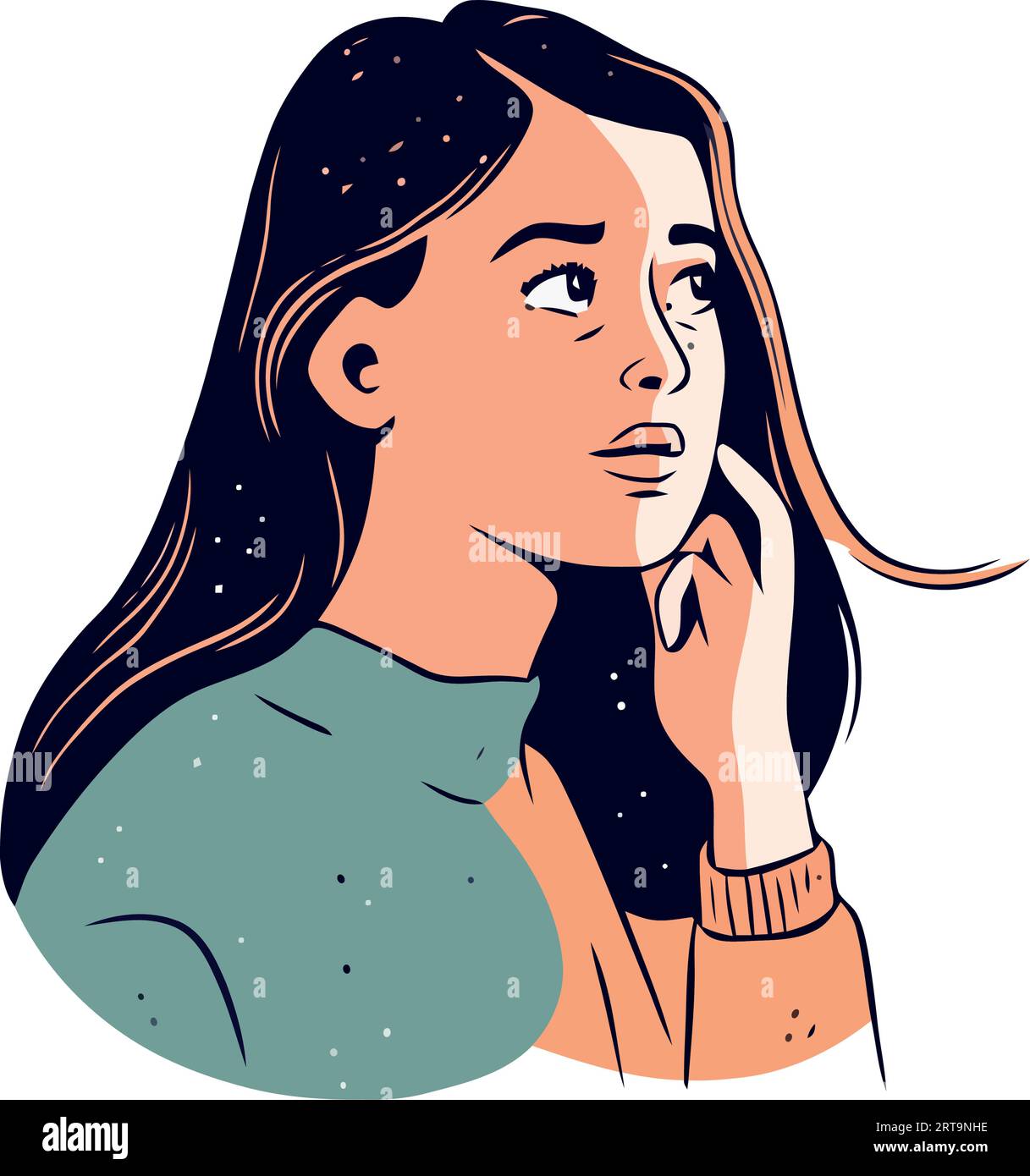 Woman long hair smiling in Stock Vector Images - Alamy