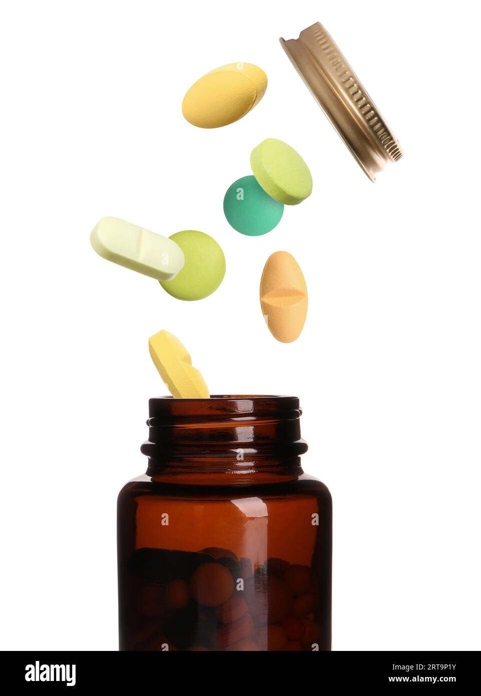 Pills falling out bottle hi-res stock photography and images - Alamy