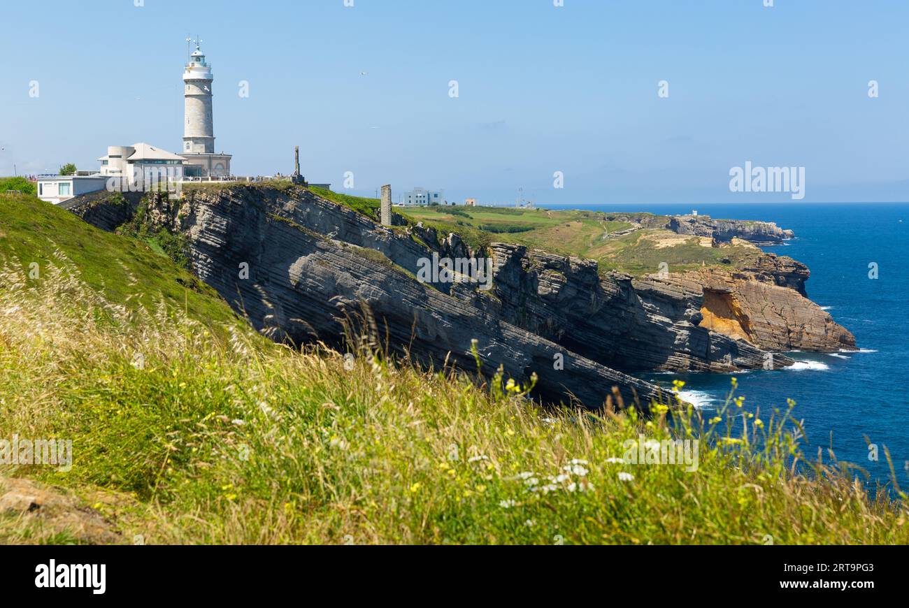 Lighthouse at cape Major Faro de Cabo Mayor. Santander. Spain Stock ...