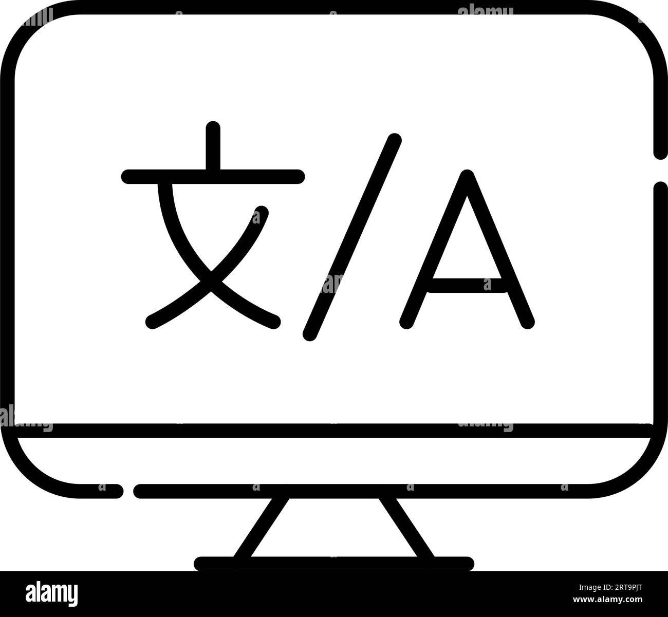 Different languages symbols on a desktop computer. Translational ...
