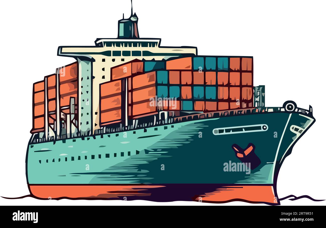 Container ship carrying cargo, sailing on water Stock Vector Image ...