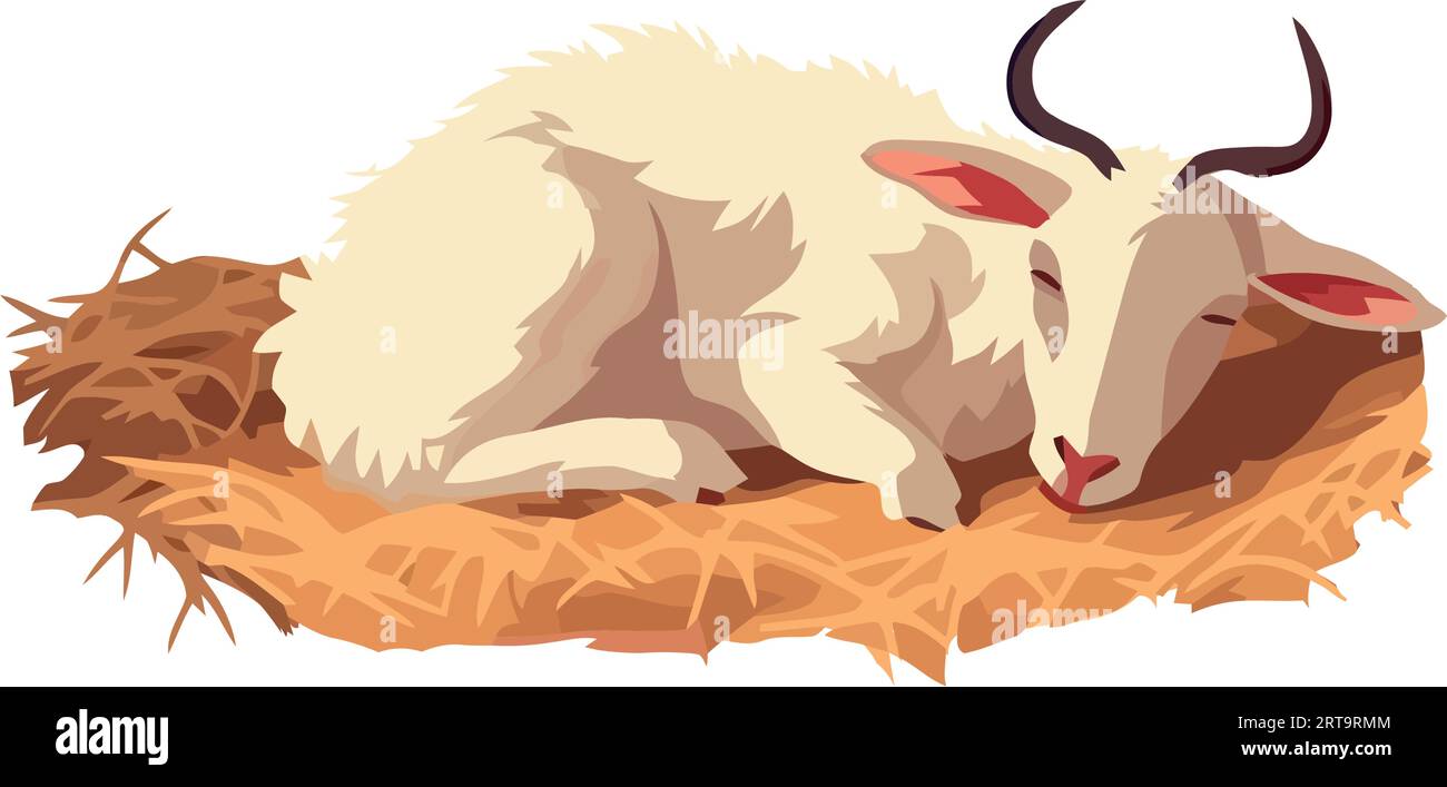 Cute goat on stack hay, flat icon Stock Vector Image & Art - Alamy