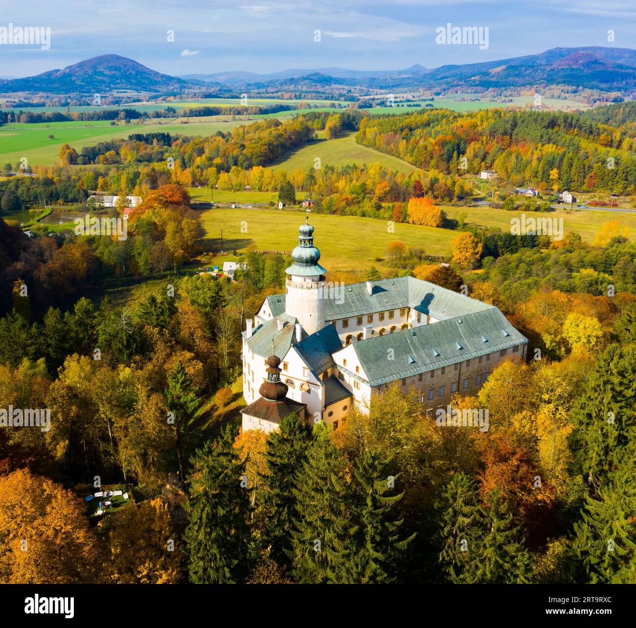View from drone of Lemberk castle, Czech Republic Stock Photo - Alamy