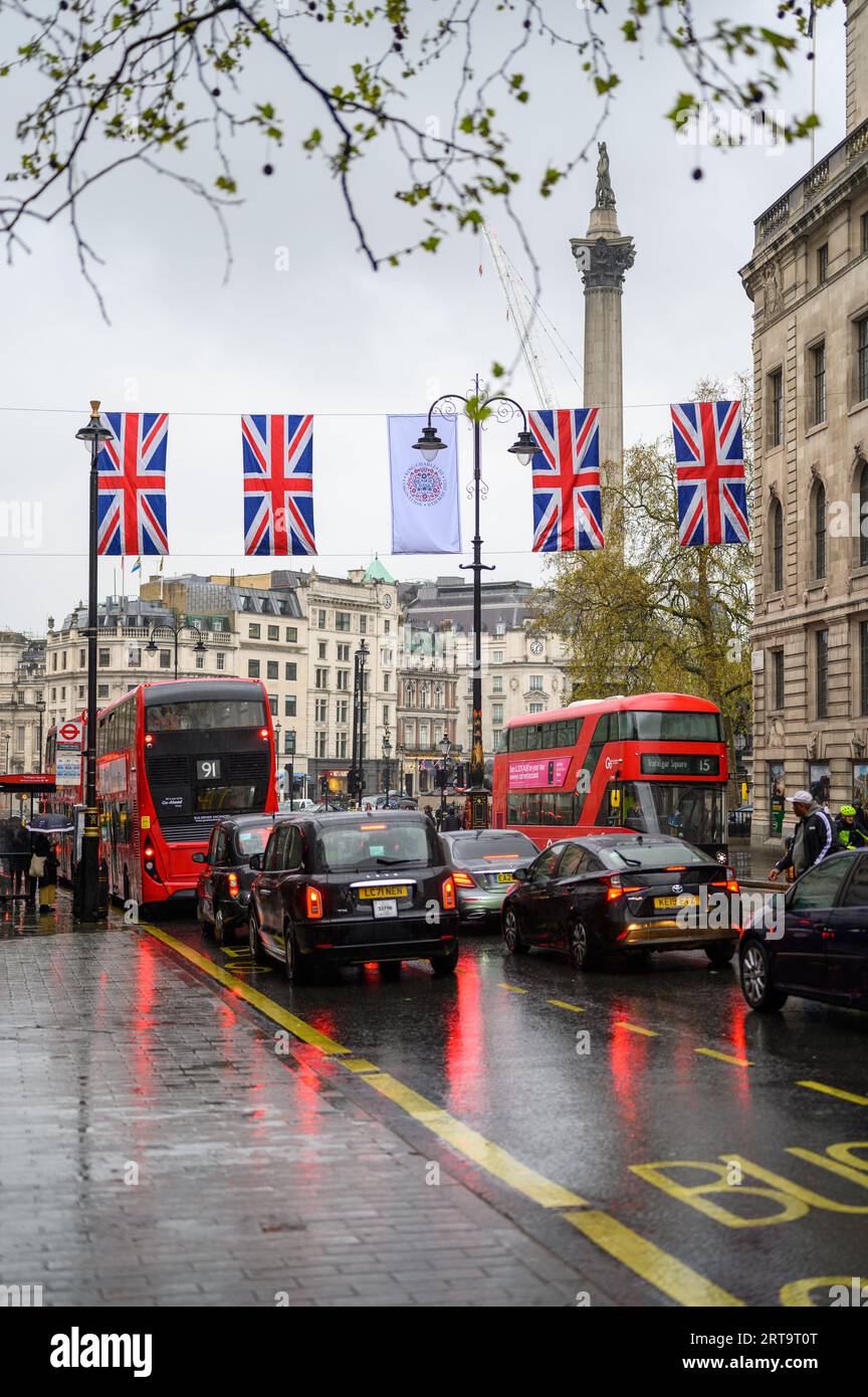 LONDON - April 24, 2023: A quintessential London scene: classic black ...