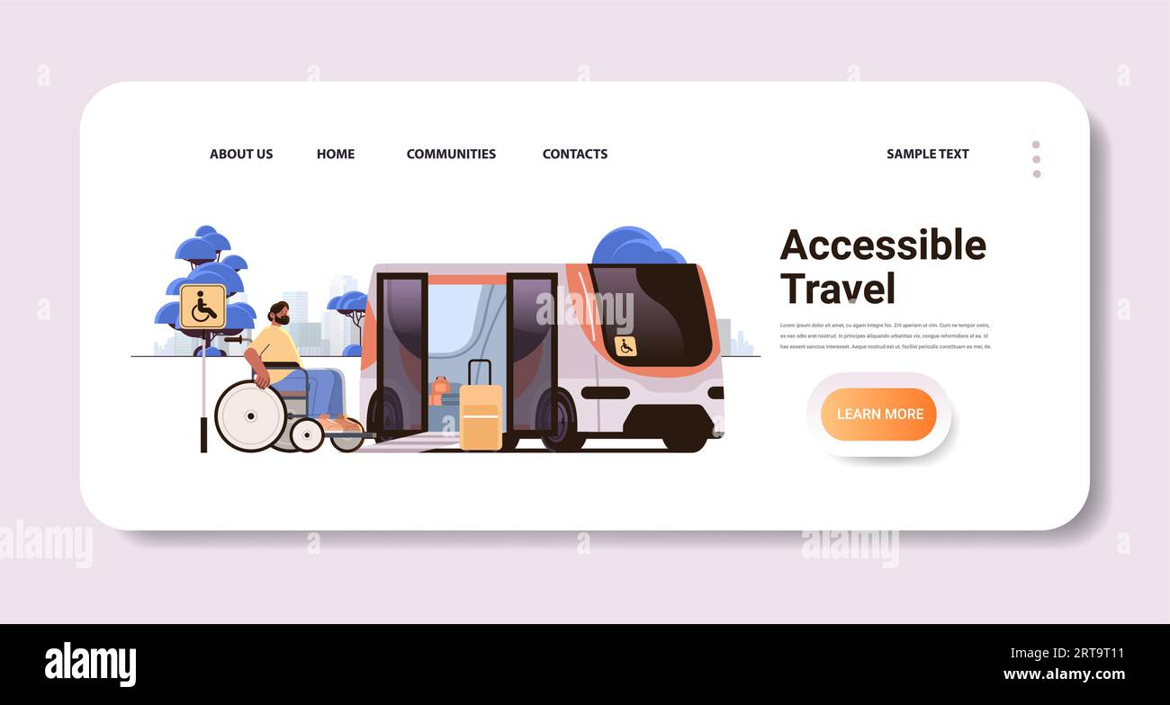 disabled passenger getting on bus with help of ramp people in ...