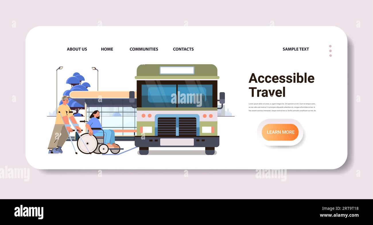 disabled passengers getting on bus with help of ramp people in wheelchair in friendly city ...